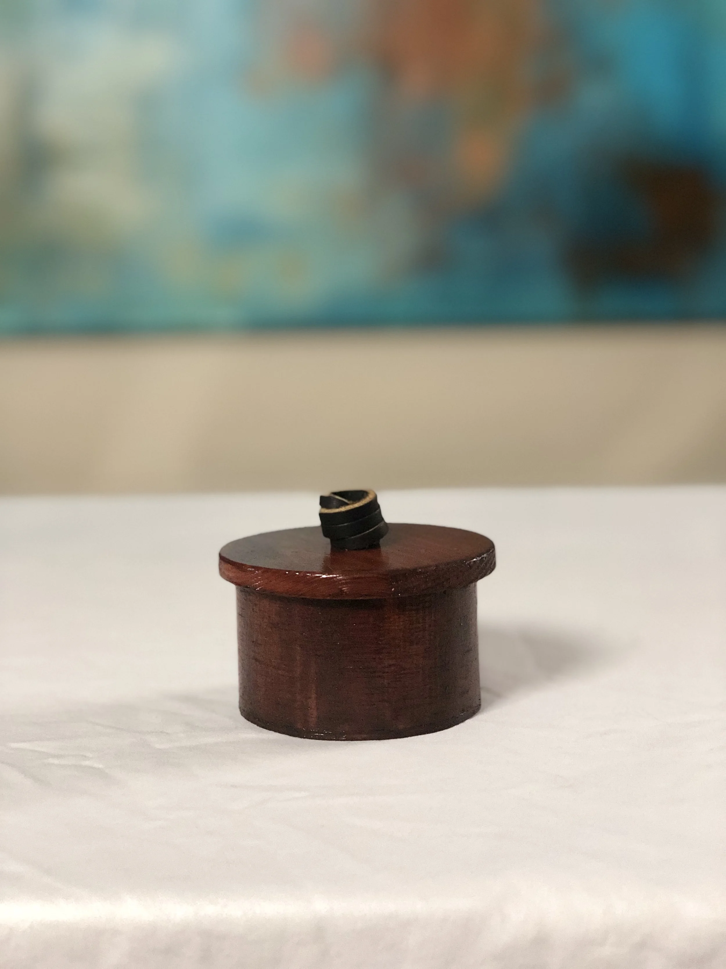 Handcrafted Wooden Cannister with Lid and Leather Pull - Gunstock and ...