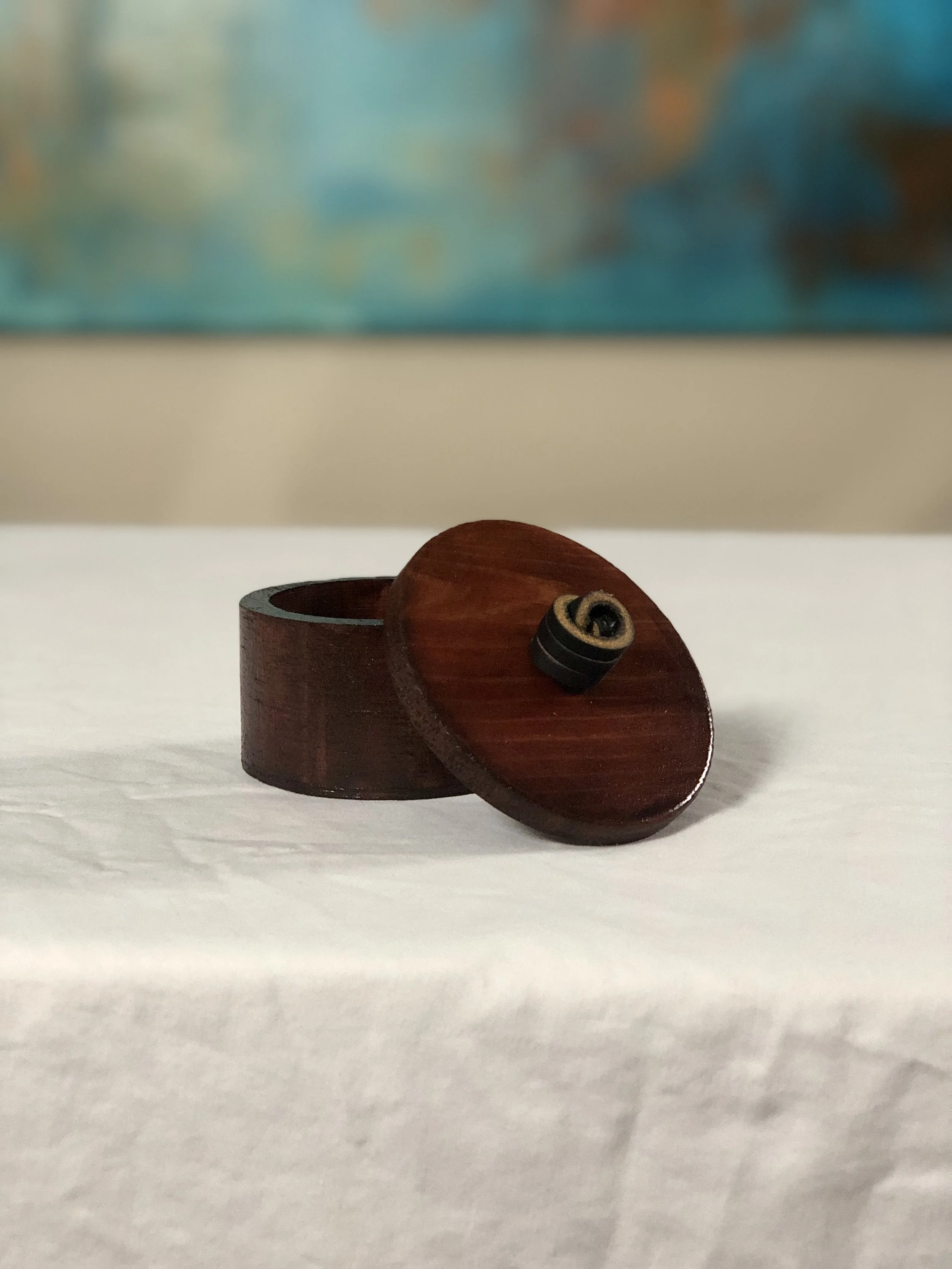 Handcrafted Wooden Cannister with Lid and Leather Pull - Gunstock and ...