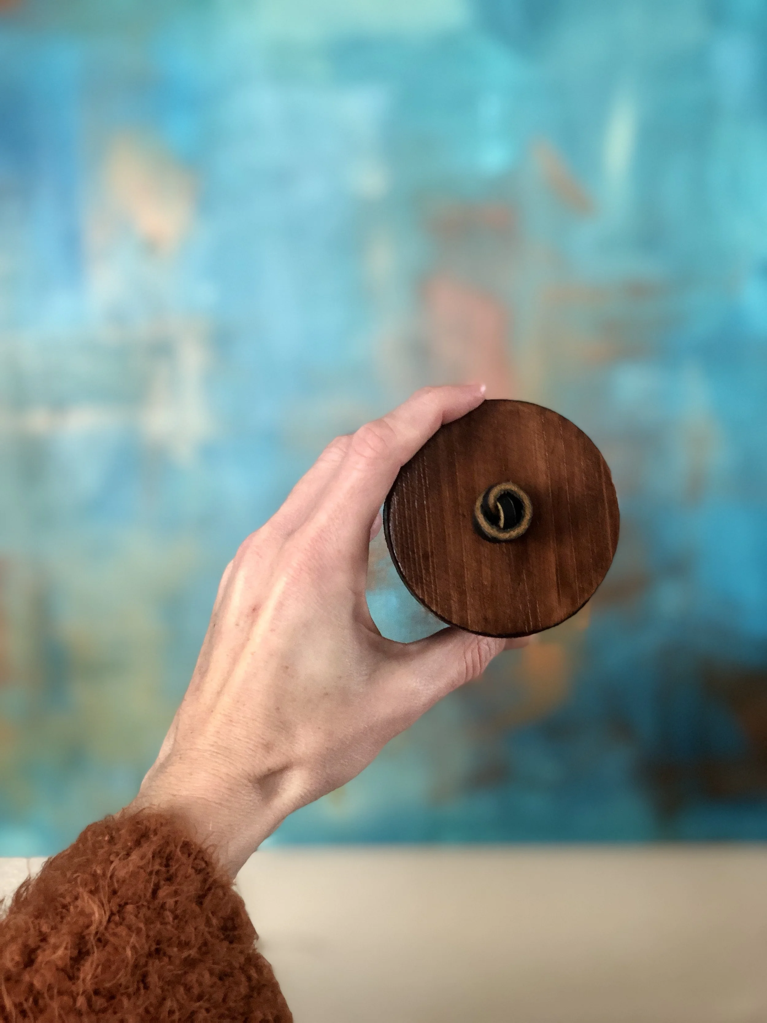 Handcrafted Wooden Cannister with Lid and Leather Pull - Dark Walnut ...