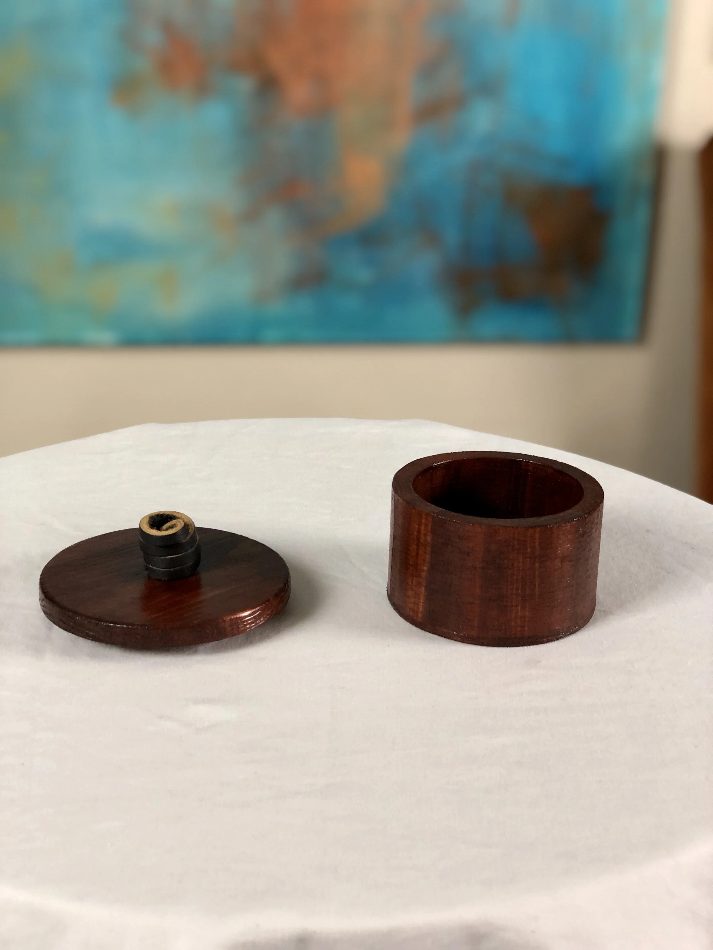 Handcrafted Wooden Cannister with Lid and Leather Pull - Gunstock and ...