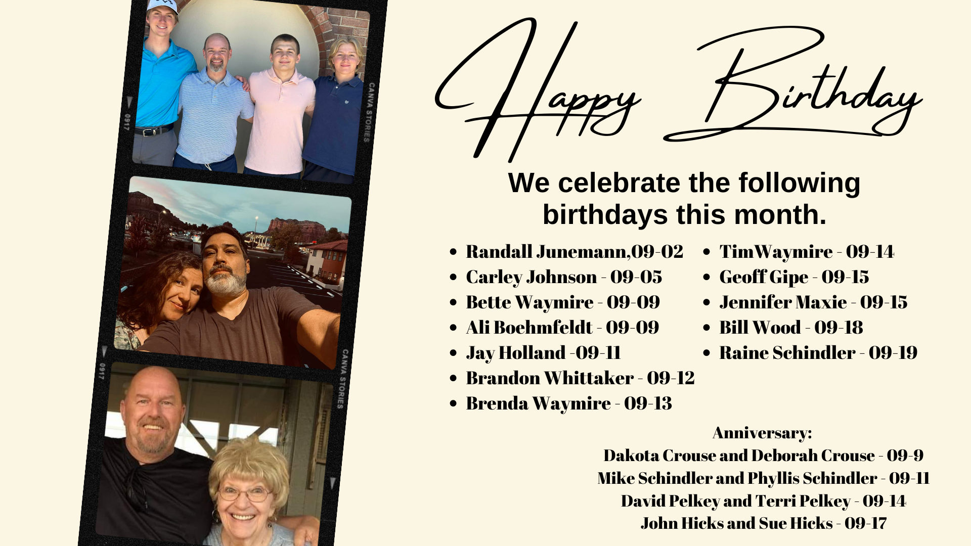 September Birthdays & Anniversaries! 🎉 — Harvest Revival Center
