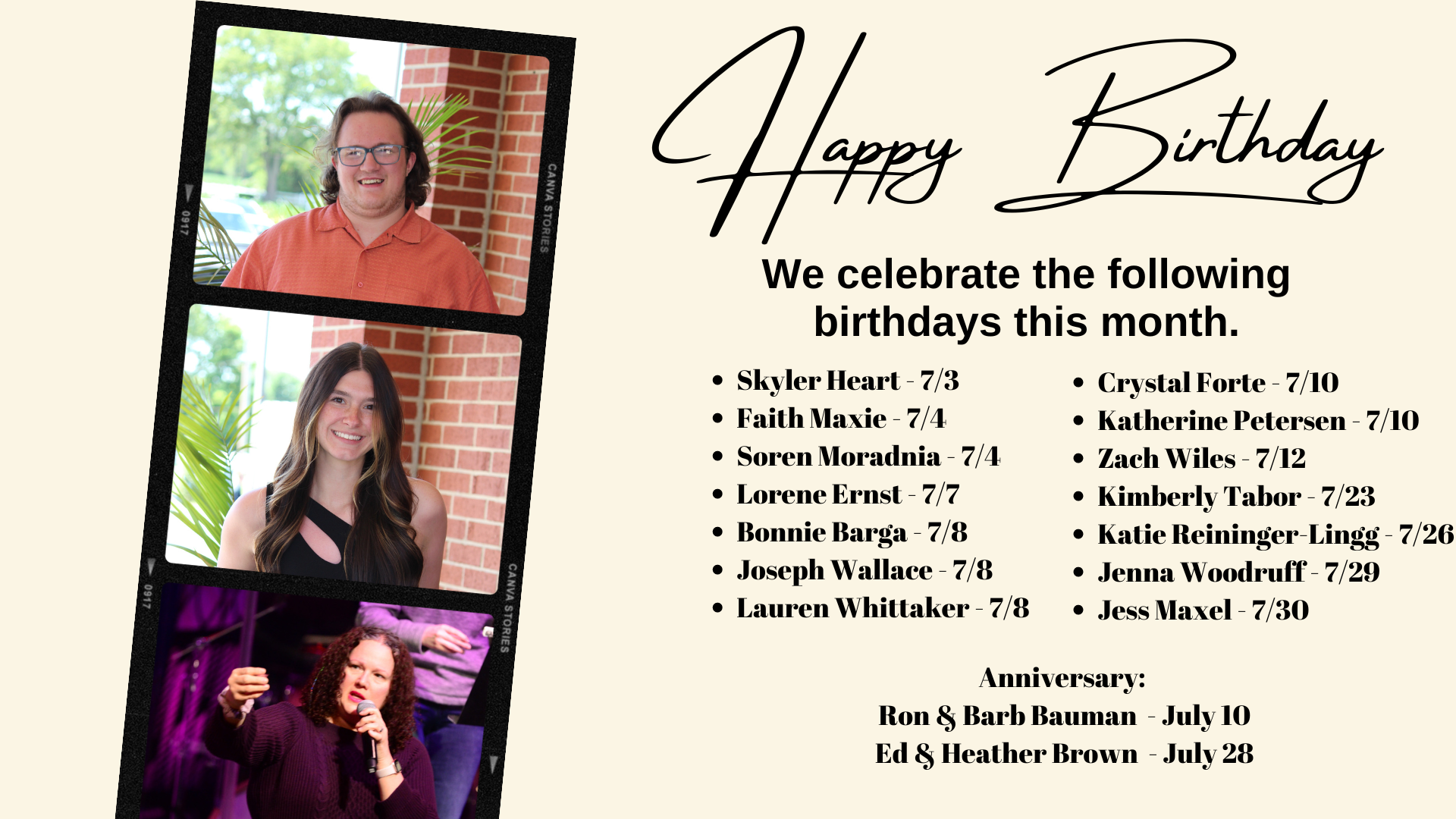 July Birthdays & Anniversaries! 🎉 — Harvest Revival Center