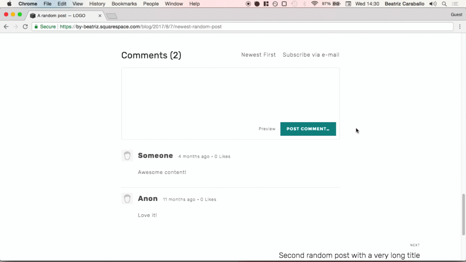 Customizing The Post Comment Button 7 0 And 7 1 Blog Pag Squarespace Coding Tutorials