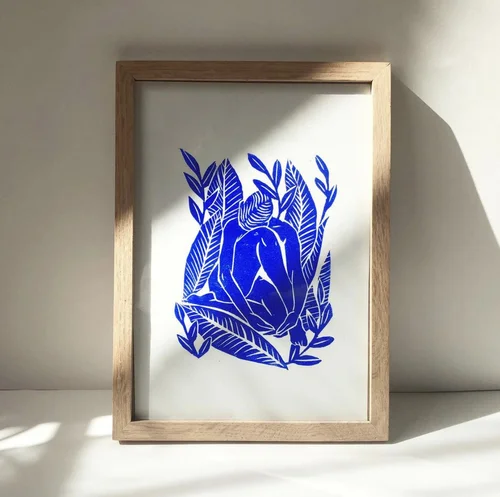 Maliv shop illustration linogravure linocut