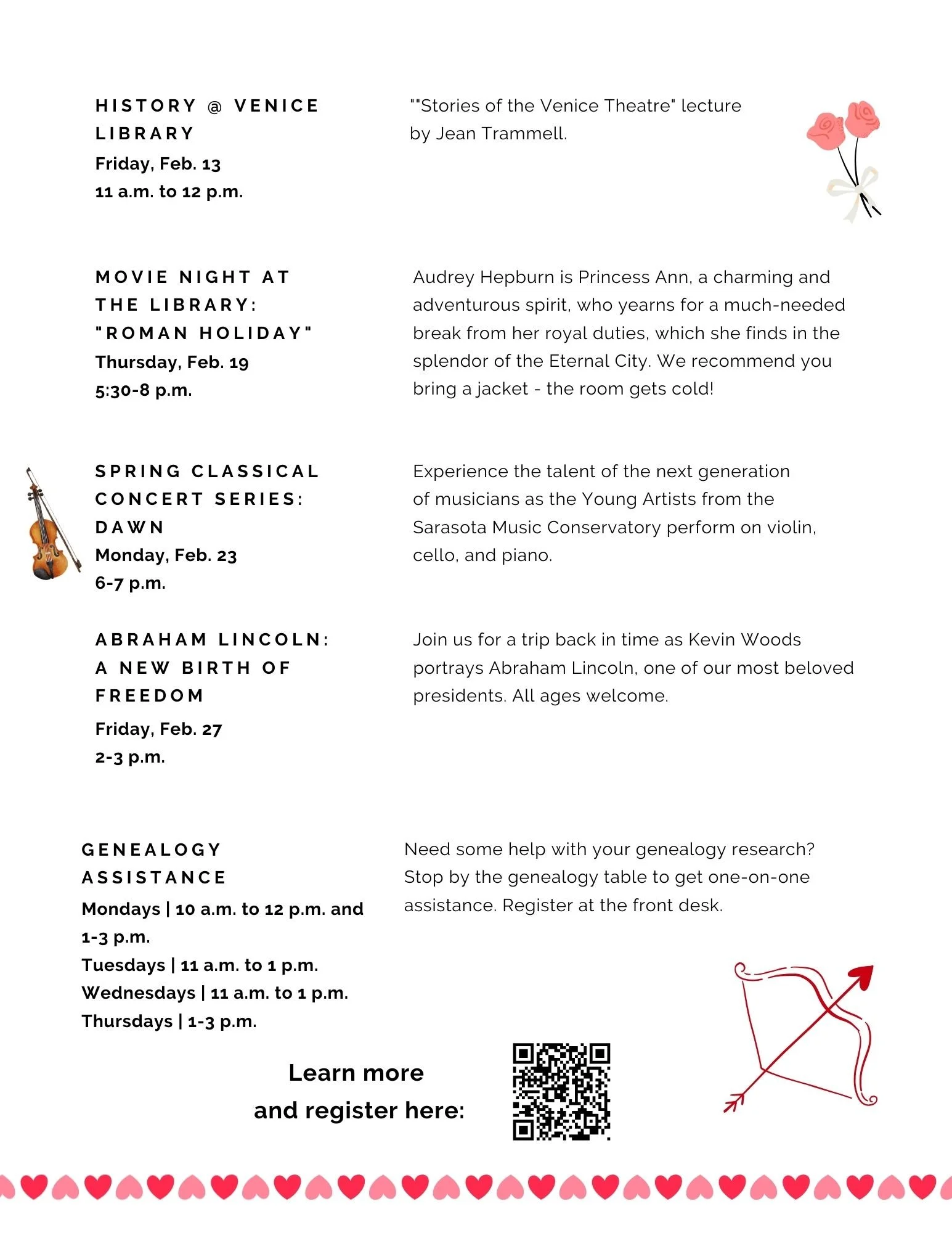 February Calendar of Events — Friends of the Venice Public Library