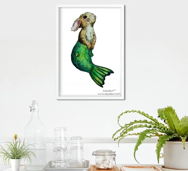 Yorkie Mermaid Print — Aquabun