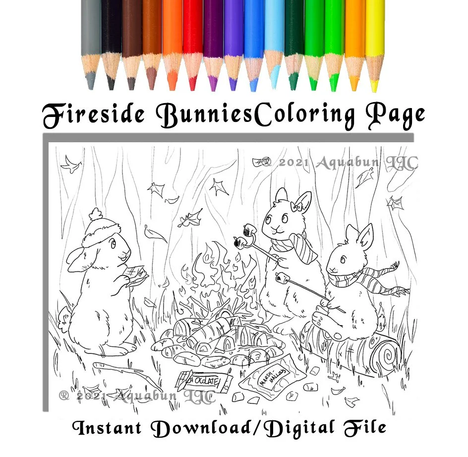 Pumpkin Bunnies Coloring Page — Aquabun