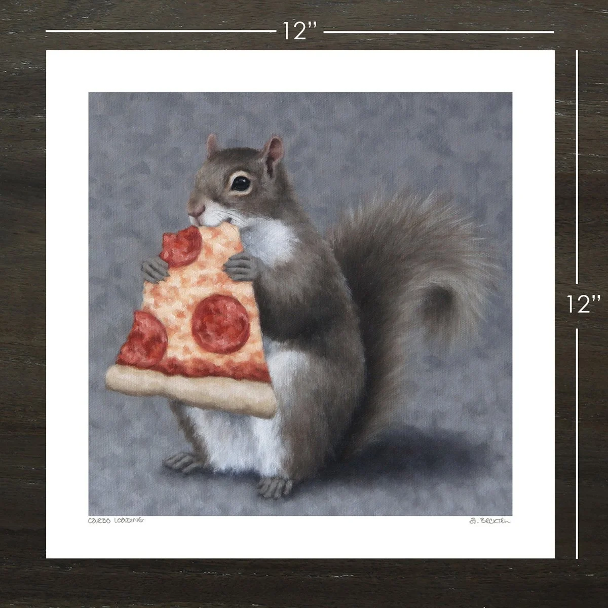 Squirrel eating pizza art print — Sarah Becktel