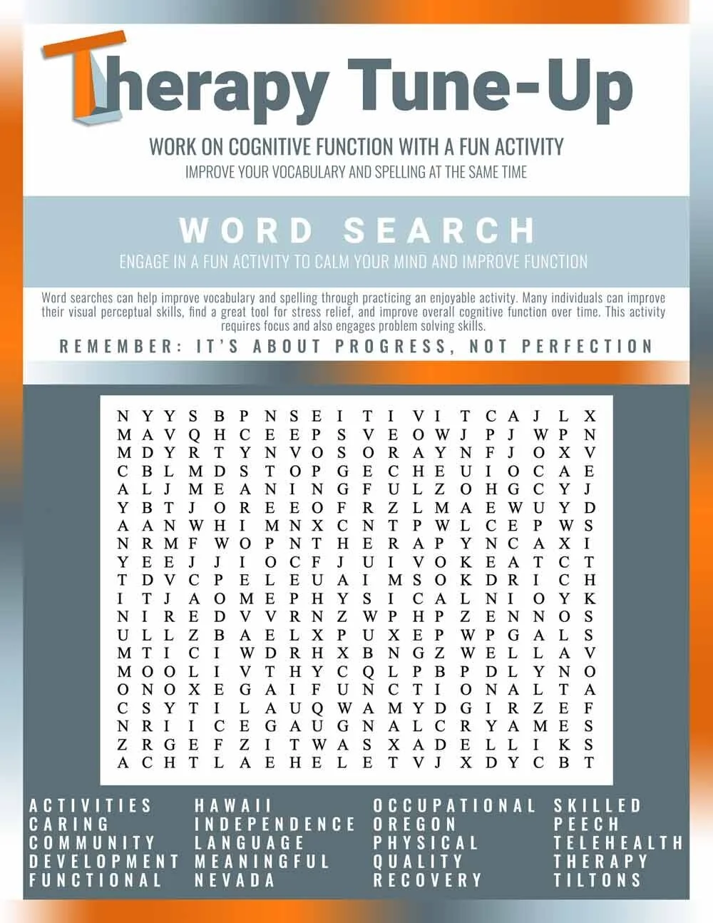 Therapy Tune-Up: Word Search — Tilton's Therapy