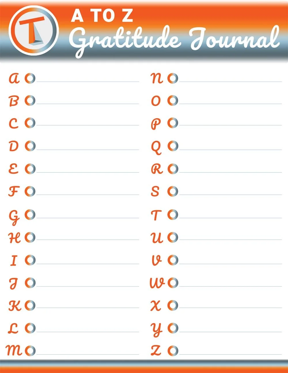 A-Z Gratitude Journal — Tilton's Therapy