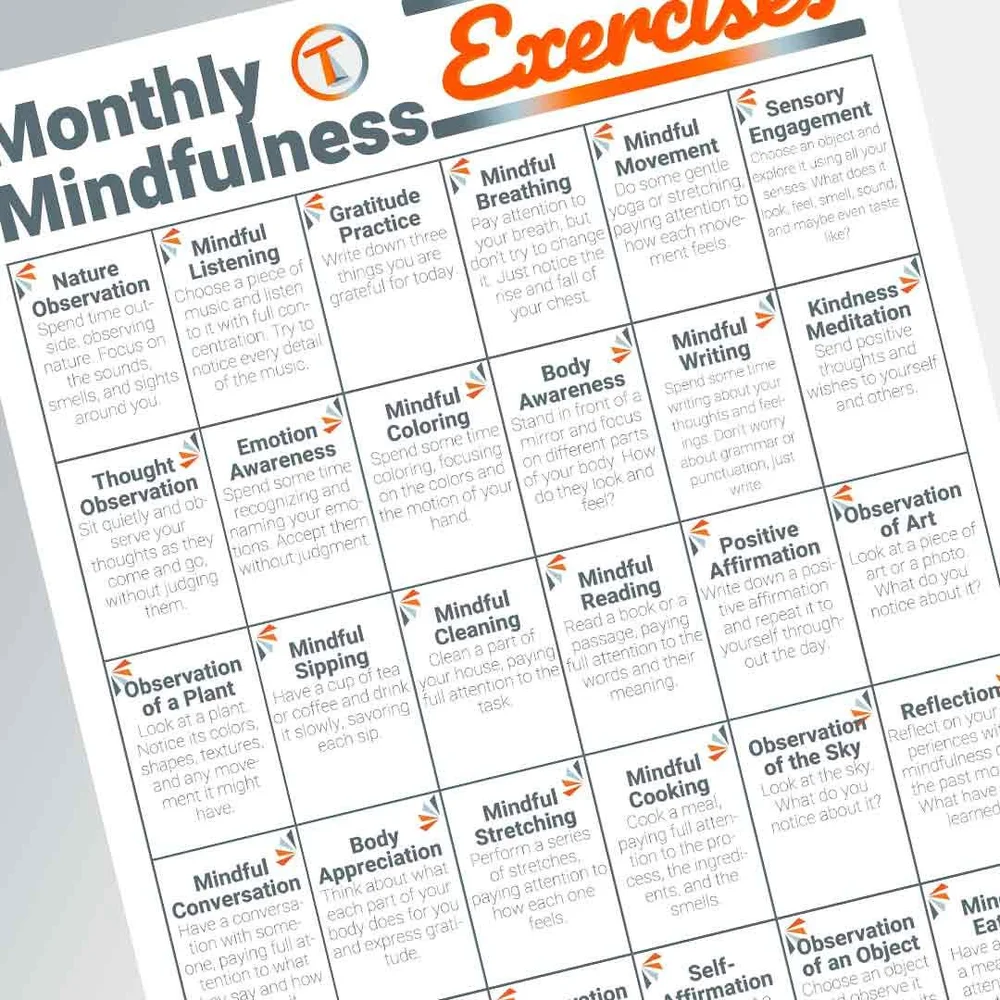 Monthly Mindfulness Exercises + Journaling — Tilton's Therapy
