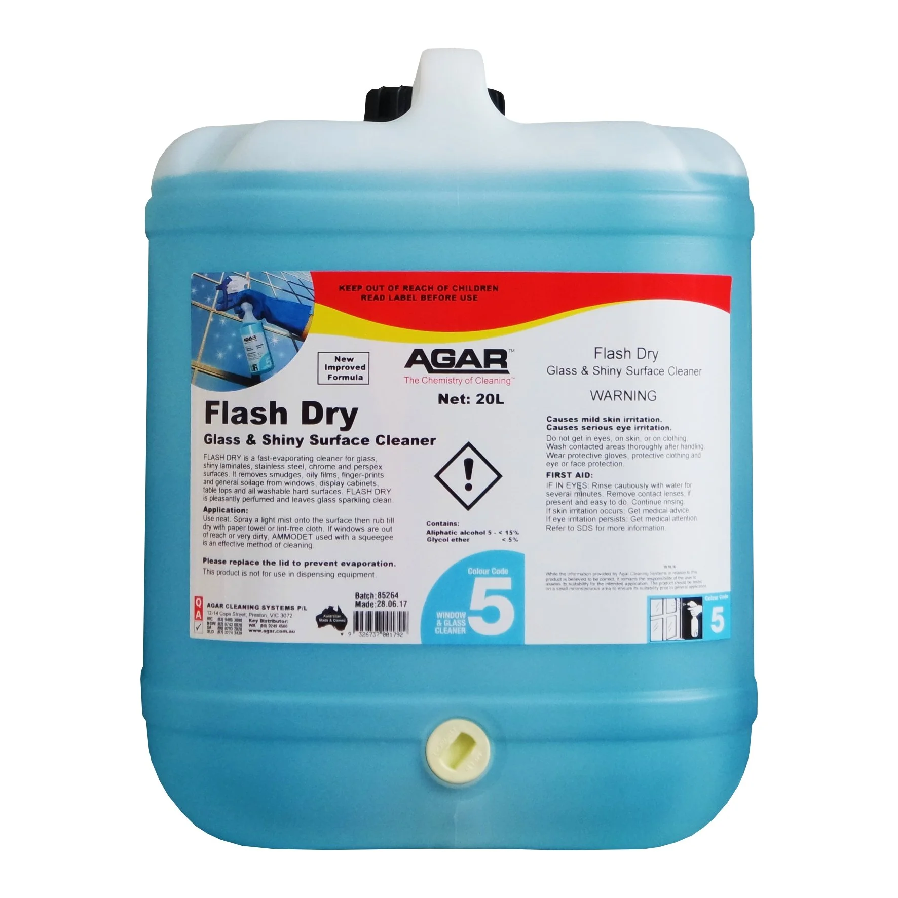 AGAR Flash Dry Glass & Shiny Surface Cleaner 20L — MGE Riverland