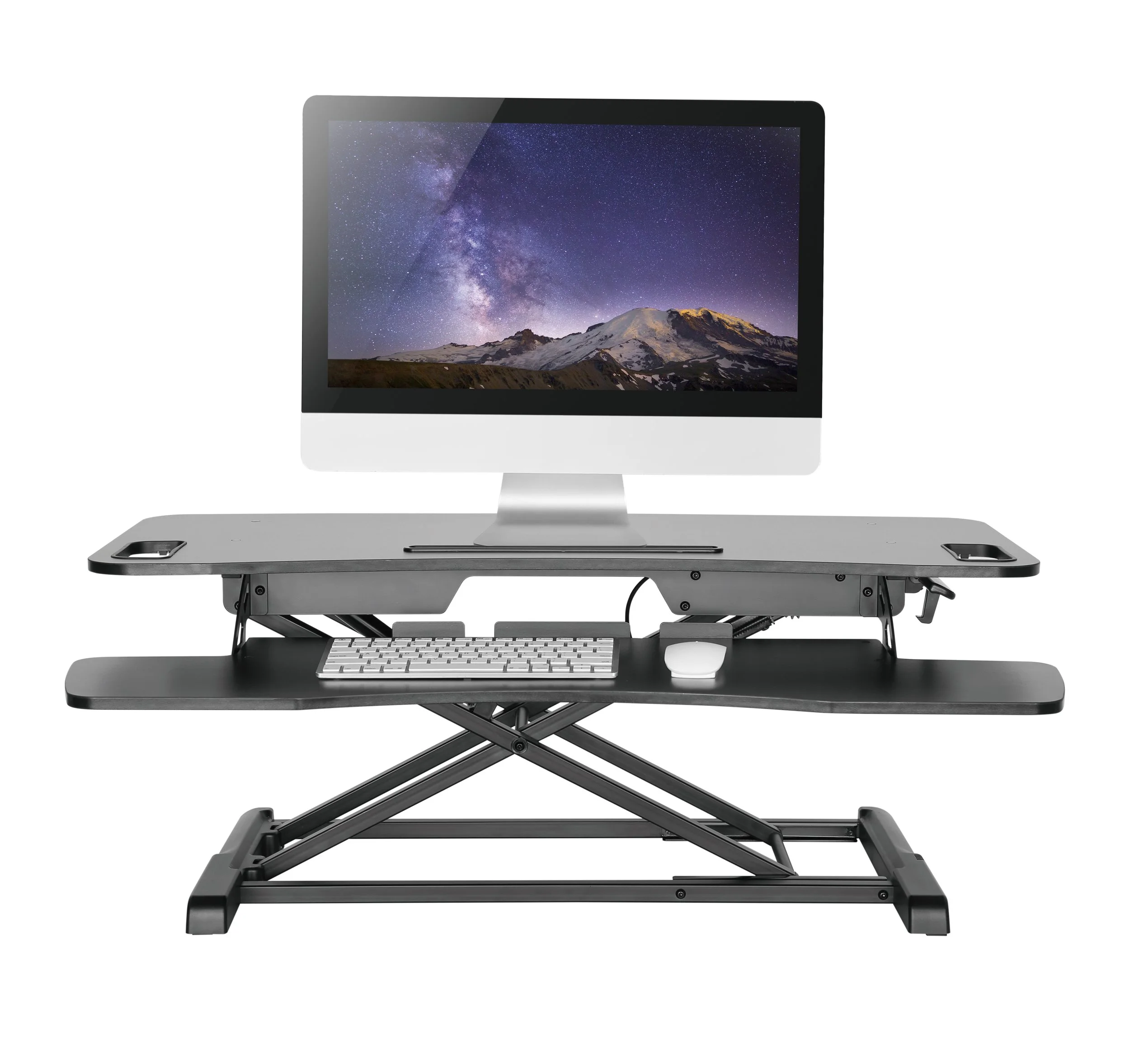 Desk Top Pneumatic Sit/Stand Riser and Keyboard Tray (37.4" by 15.7 ...