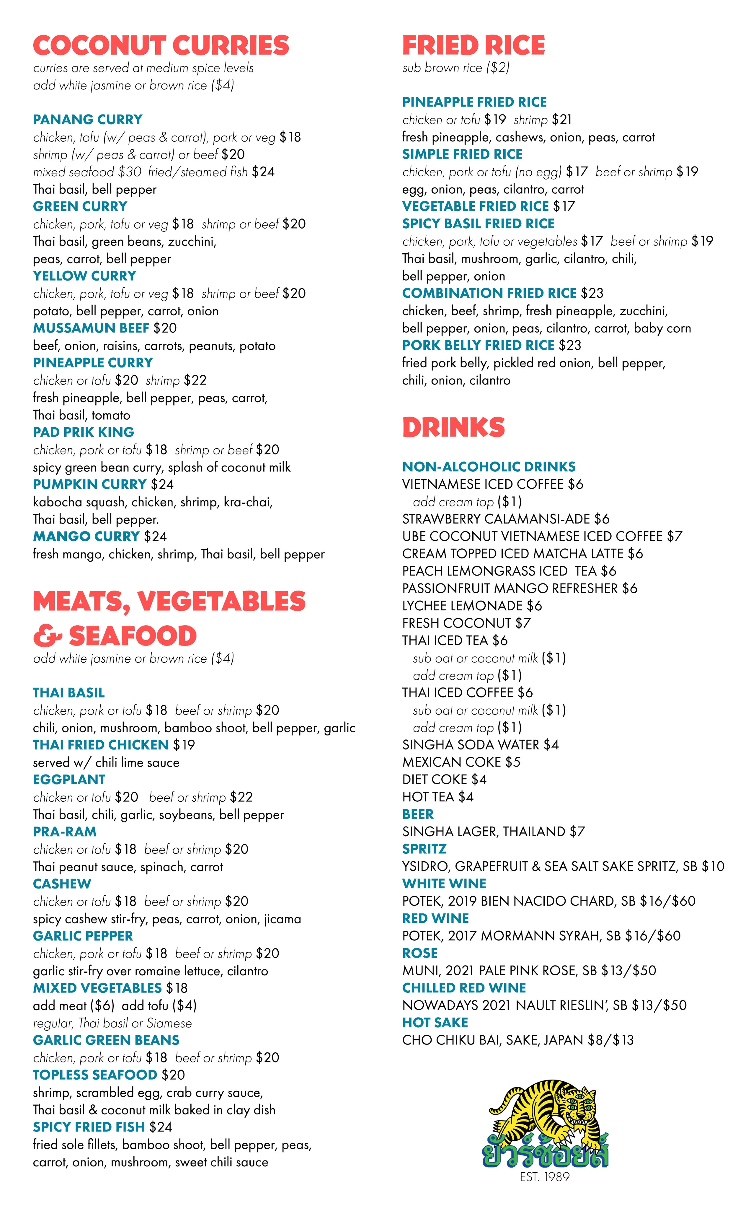 Menu — Your Choice Thai Restaurant