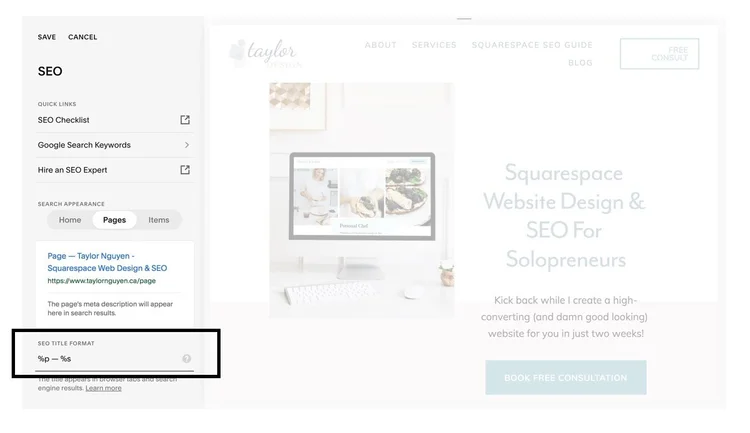 How To Edit Hide And Optimize Squarespace Page Title