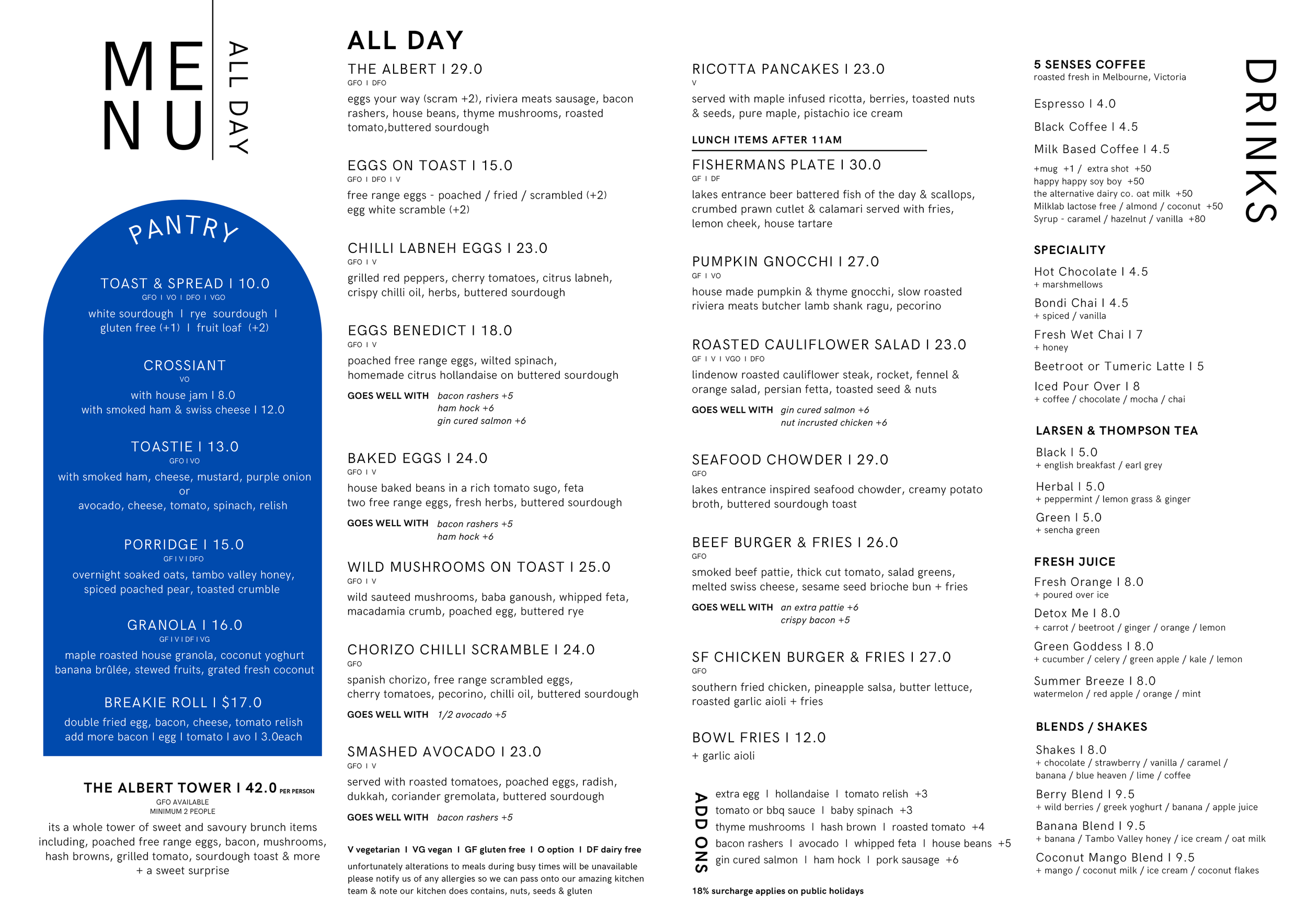 Menu — ALBERT & CO
