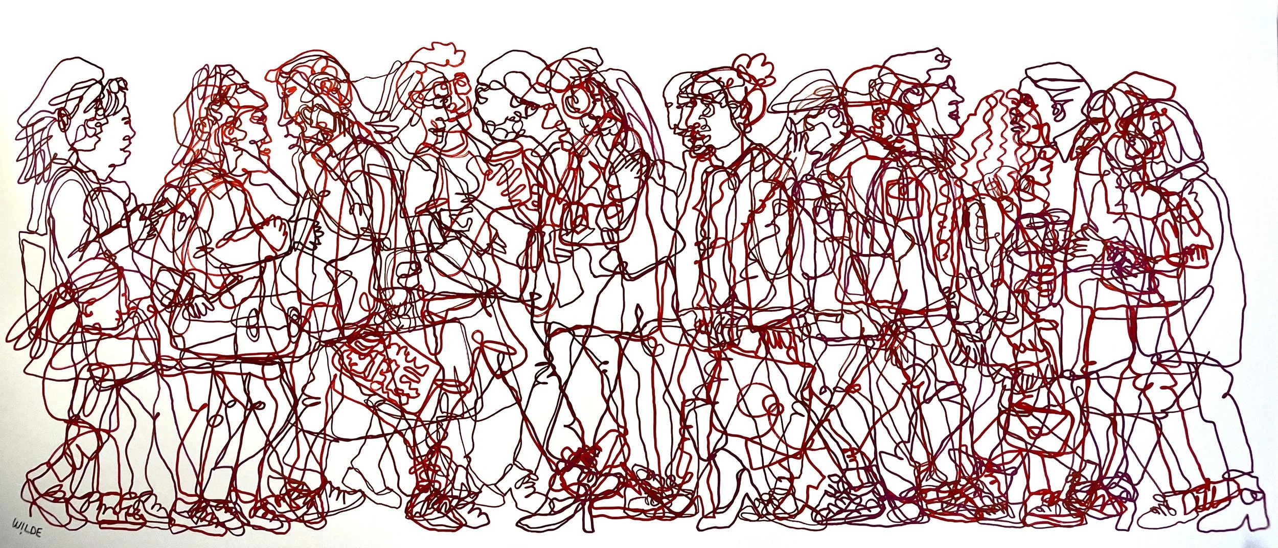 Three lines on 300 gsm paper original - 60 x 137 cm — Matt Wilde Artist.