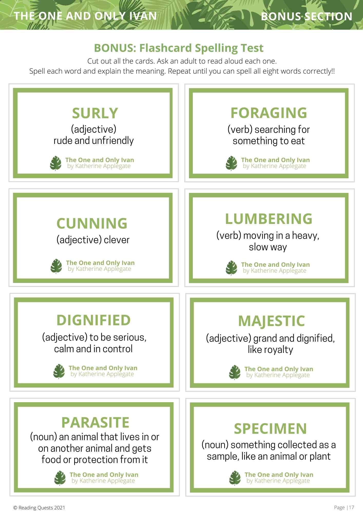 The One and Only Ivan - Free Printables _ Reading Quests