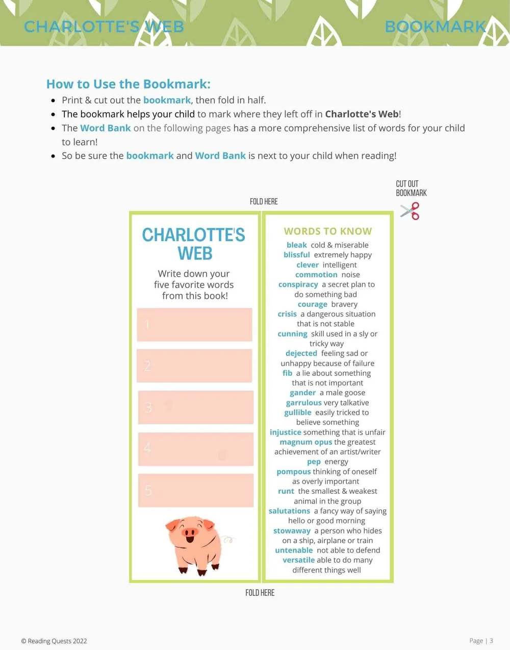 Charlotte's Web - Free Printables (+PDF) _ Reading Quests
