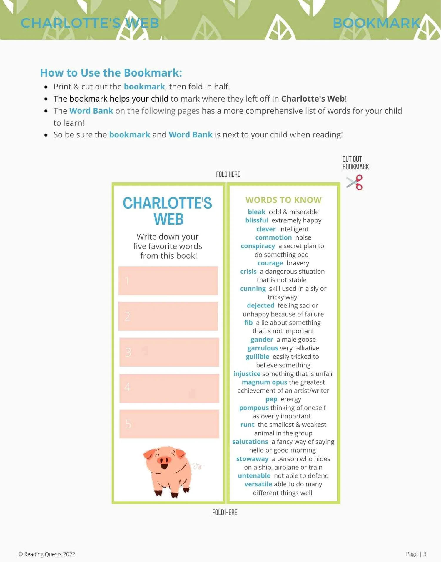 Charlotte's Web - Free Printables (+PDF) _ Reading Quests
