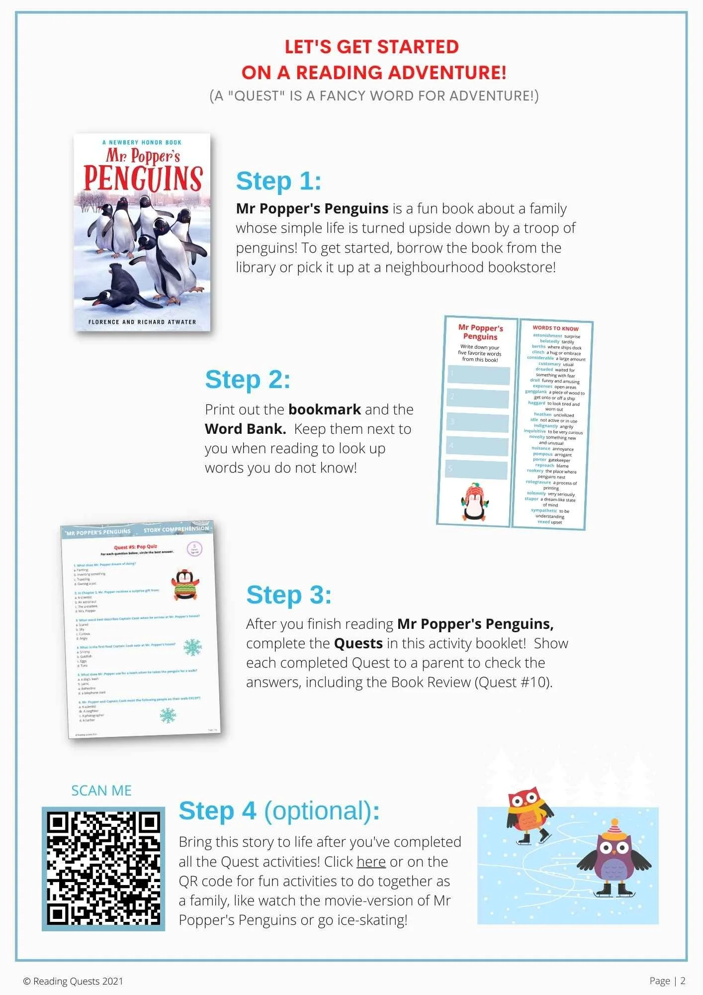 Mr Popper’s Penguins - Free Printables _ Reading Quests