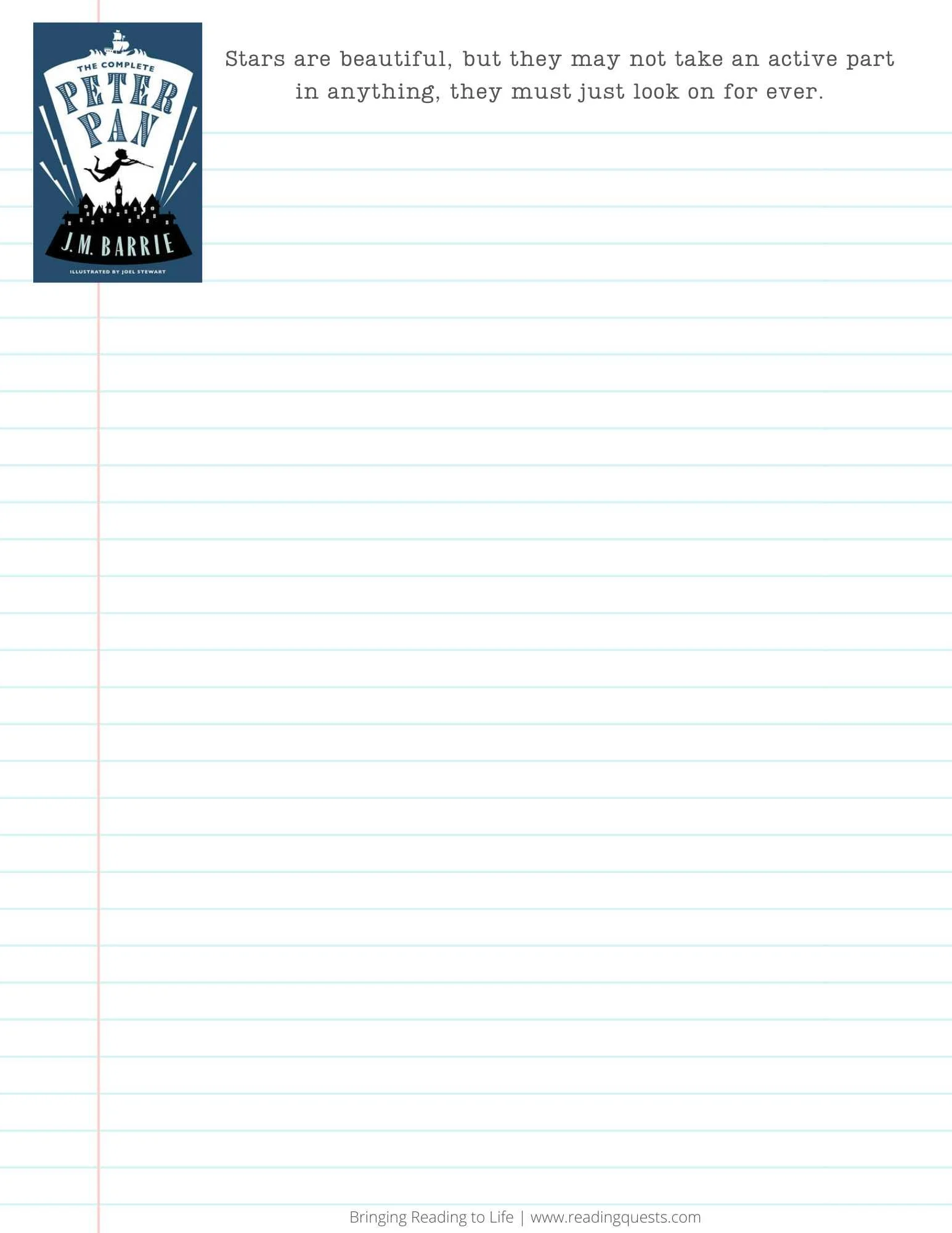 Free Writing Printables for Peter Pan _ Reading Quests