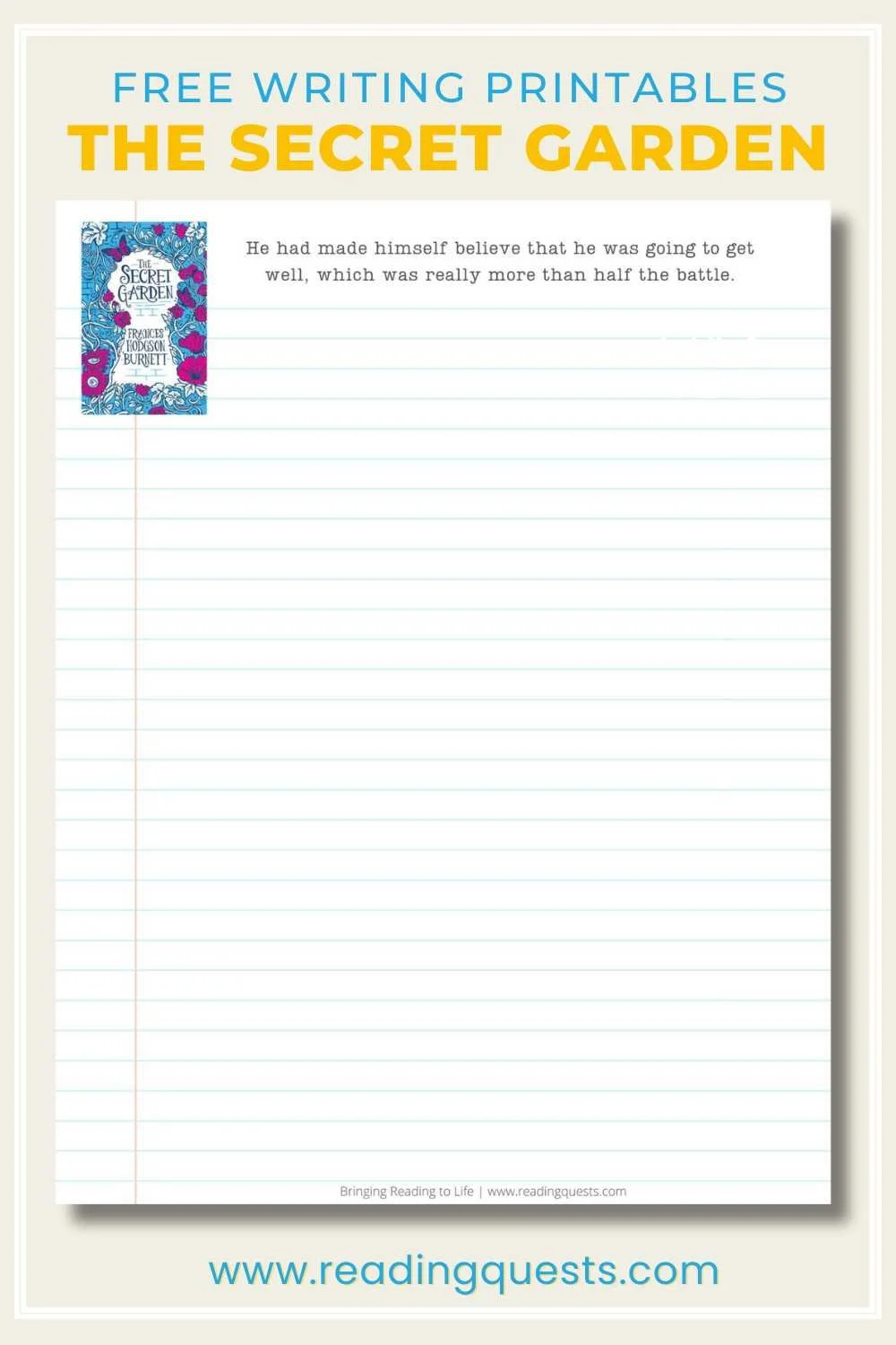 Free Writing Printables for The Secret Garden _ Reading Quests