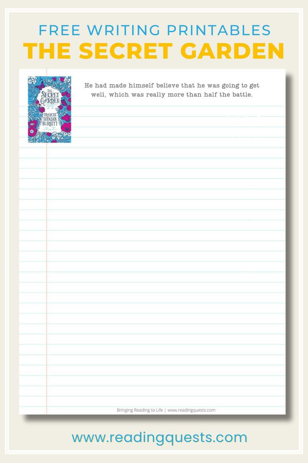 Free Writing Printables for The Secret Garden _ Reading Quests