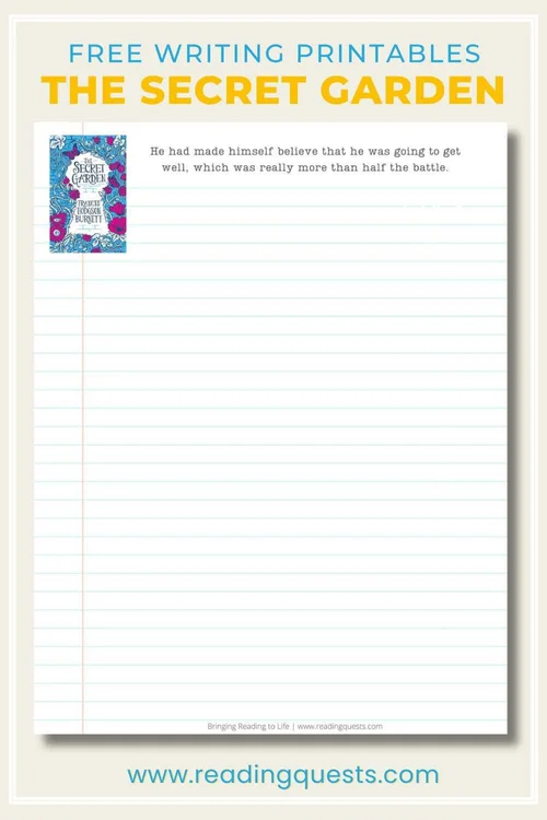 Free Writing Printables for The Secret Garden _ Reading Quests