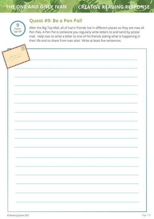 The One and Only Ivan - Free Printables _ Reading Quests