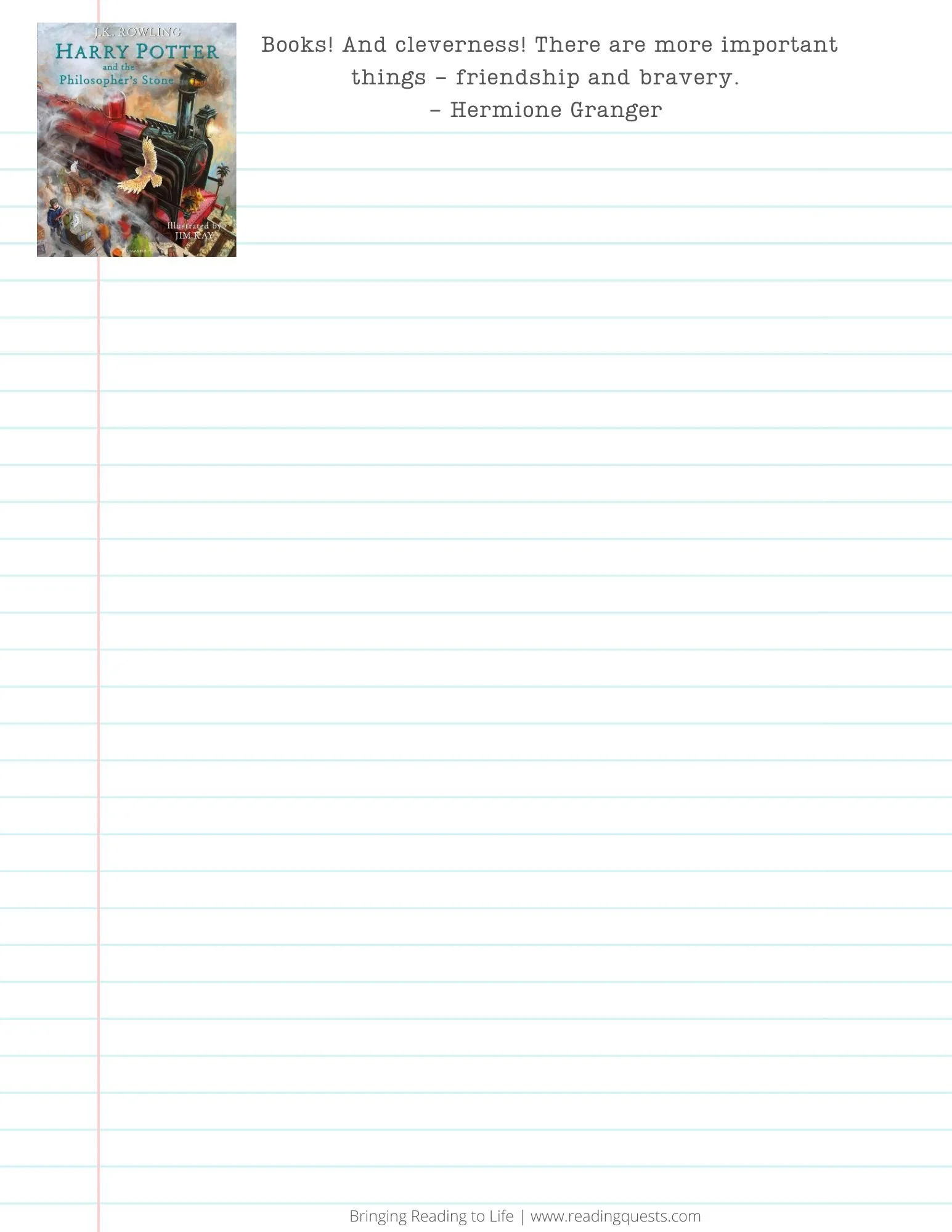 Free Writing Printables for Harry Potter and the Sorcerer's Stone ...
