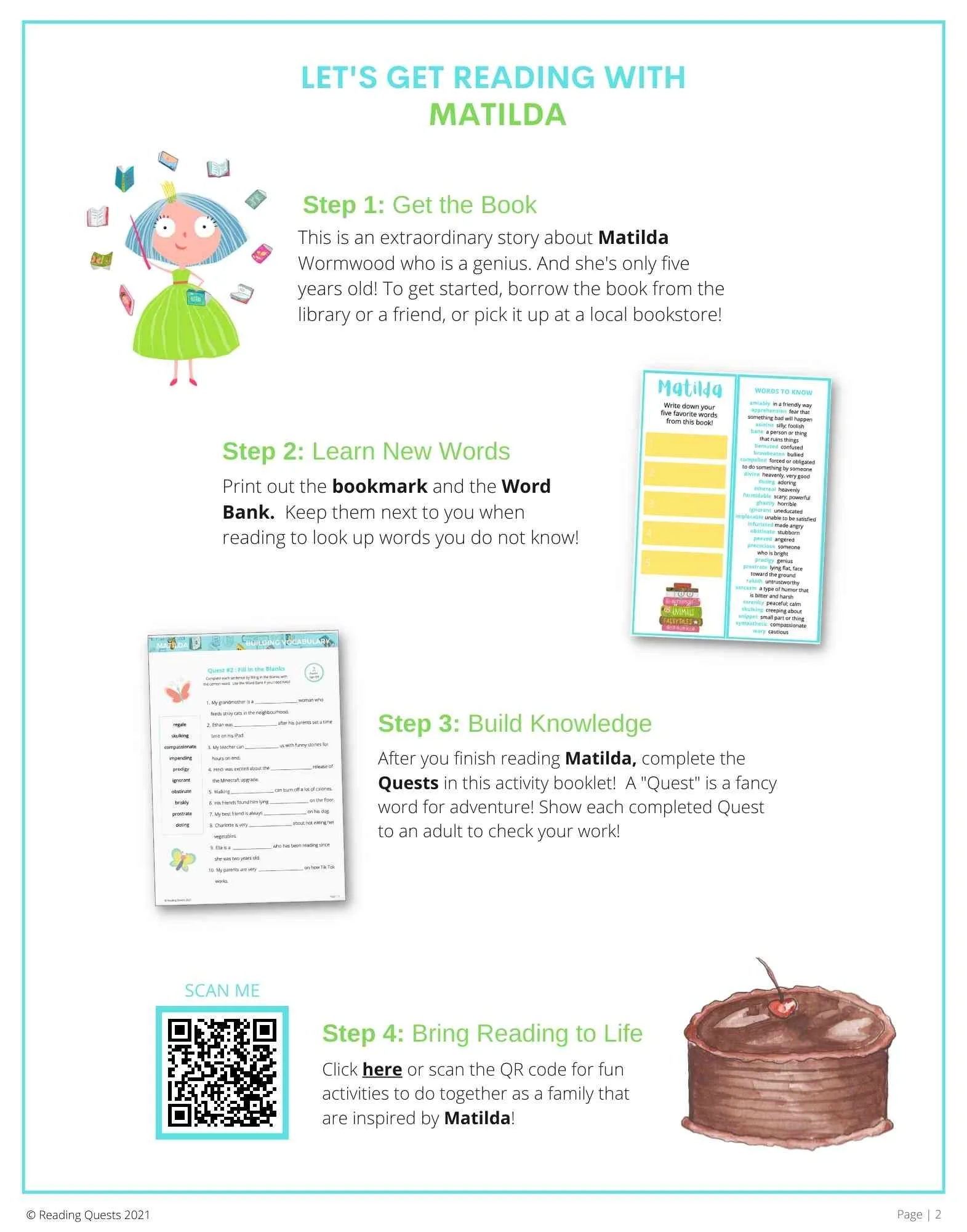 Matilda by Roald Dahl - Free Printables _ Reading Quests