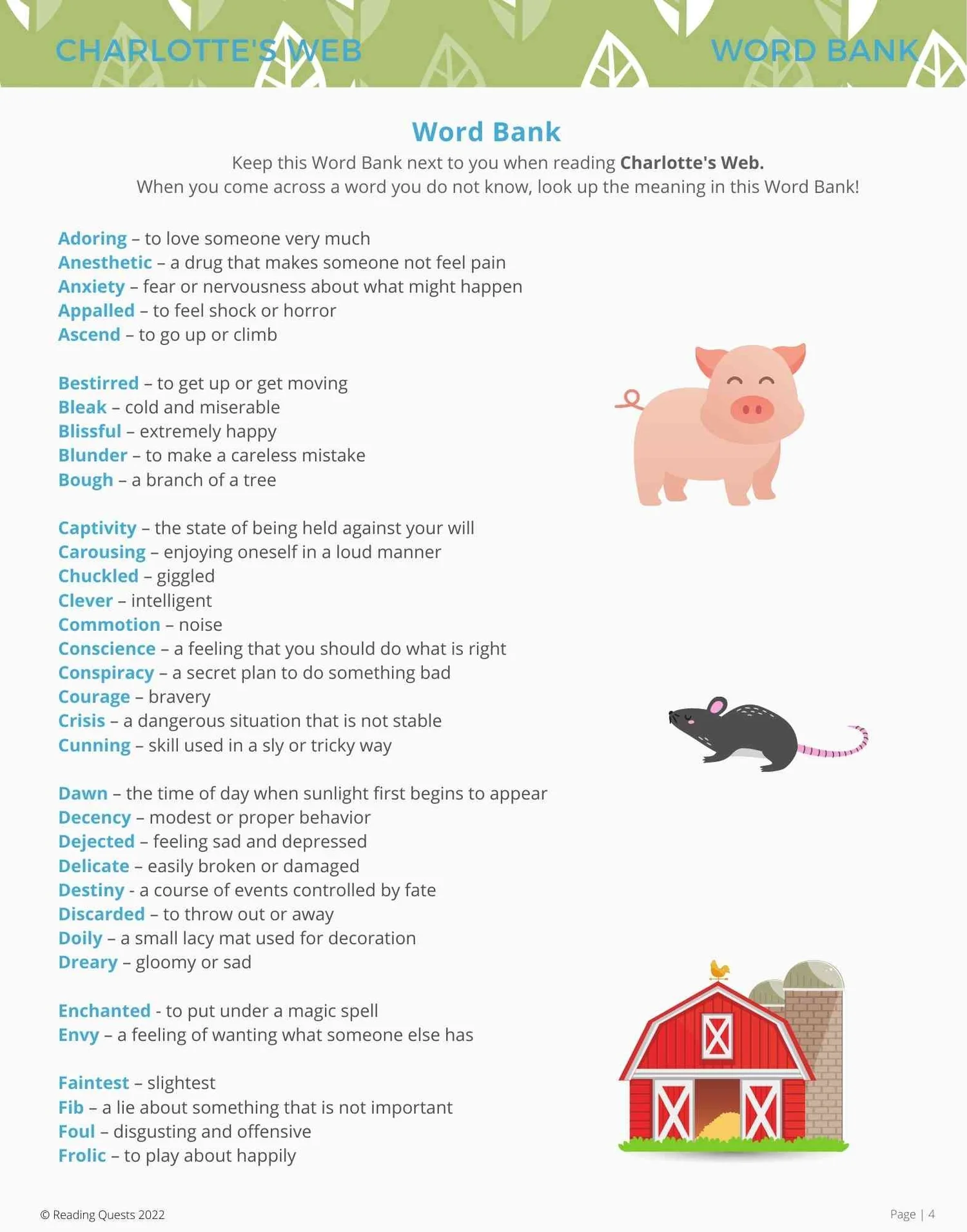 Charlotte's Web - Free Printables (+PDF) _ Reading Quests