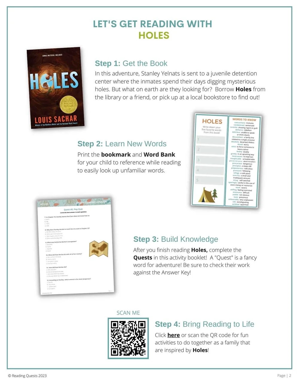 Book-Themed Activities for Holes (+Free PDF) _ Reading Quests