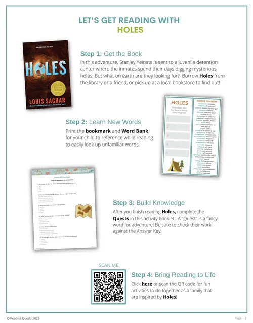 Book-Themed Activities for Holes (+Free PDF) _ Reading Quests