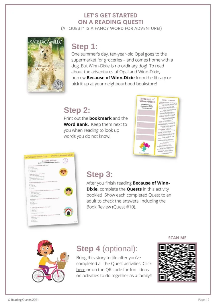 Because of Winn Dixie - Free Book Study (+PDF) _ Reading Quests