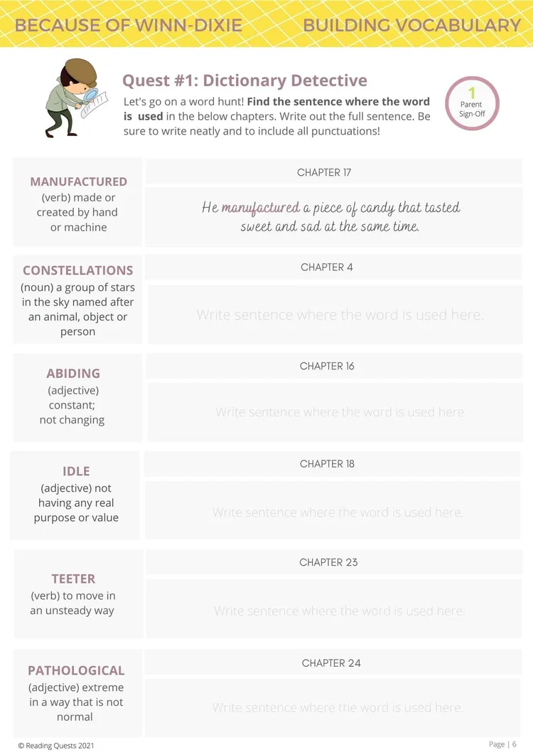 Because of Winn Dixie - Free Book Study (+PDF) _ Reading Quests