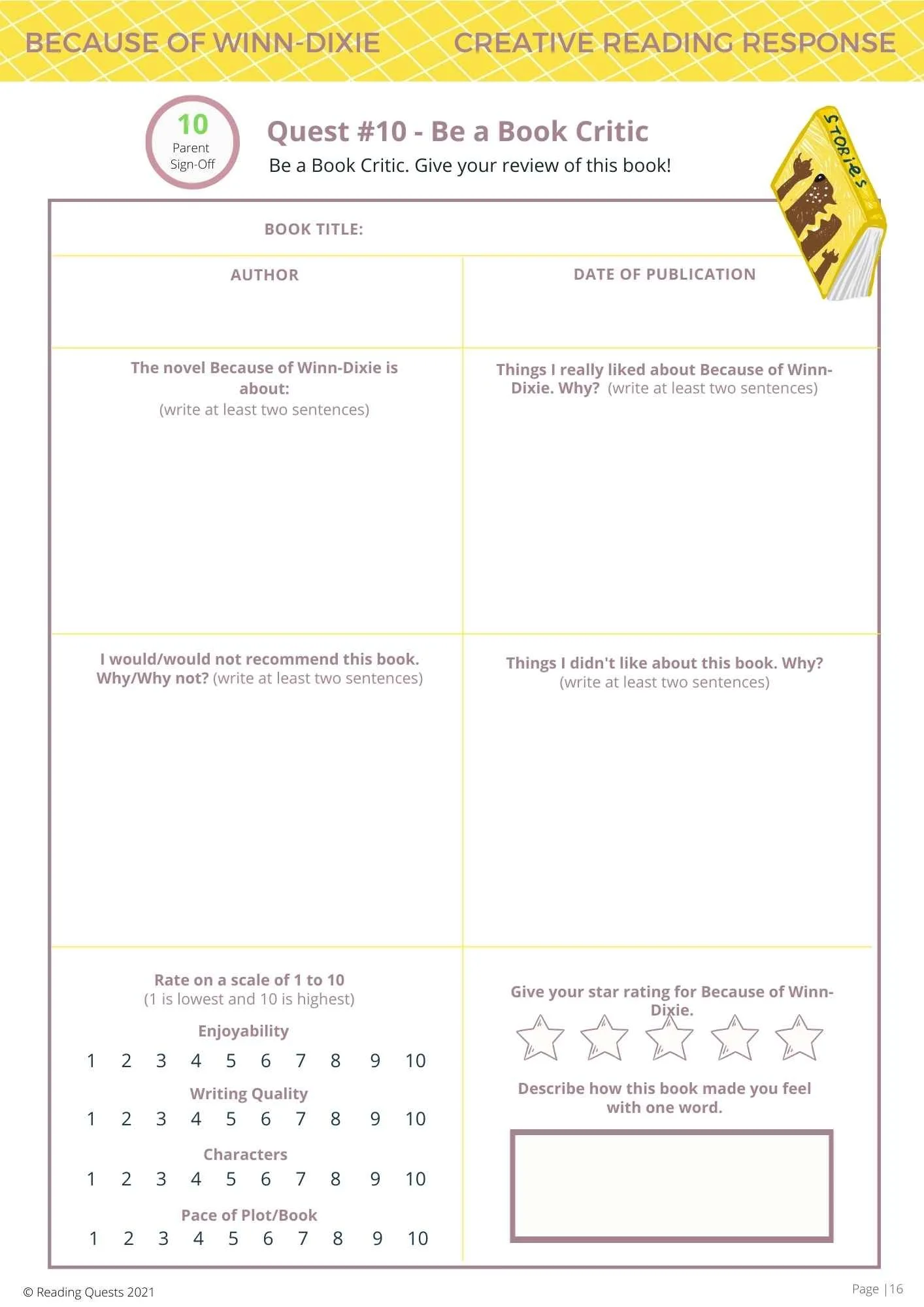 Because of Winn Dixie - Free Book Study (+PDF) _ Reading Quests