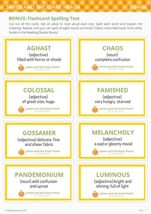 James and the Giant Peach - Free Printables _ Reading Quests