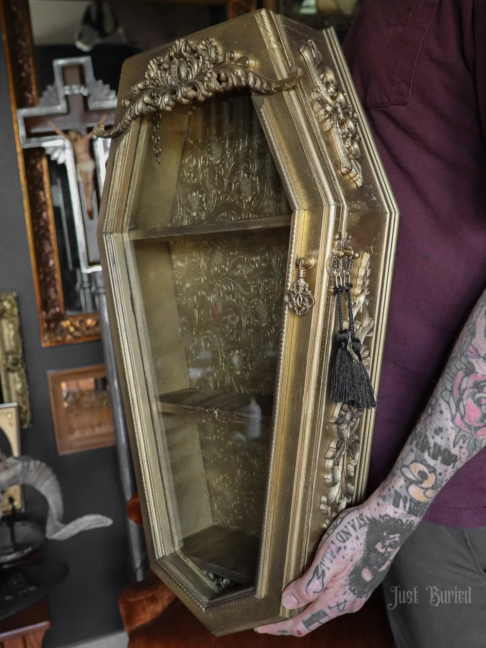 Double Door Coffin Curio Cabinet - PREORDER — Just Buried Co.