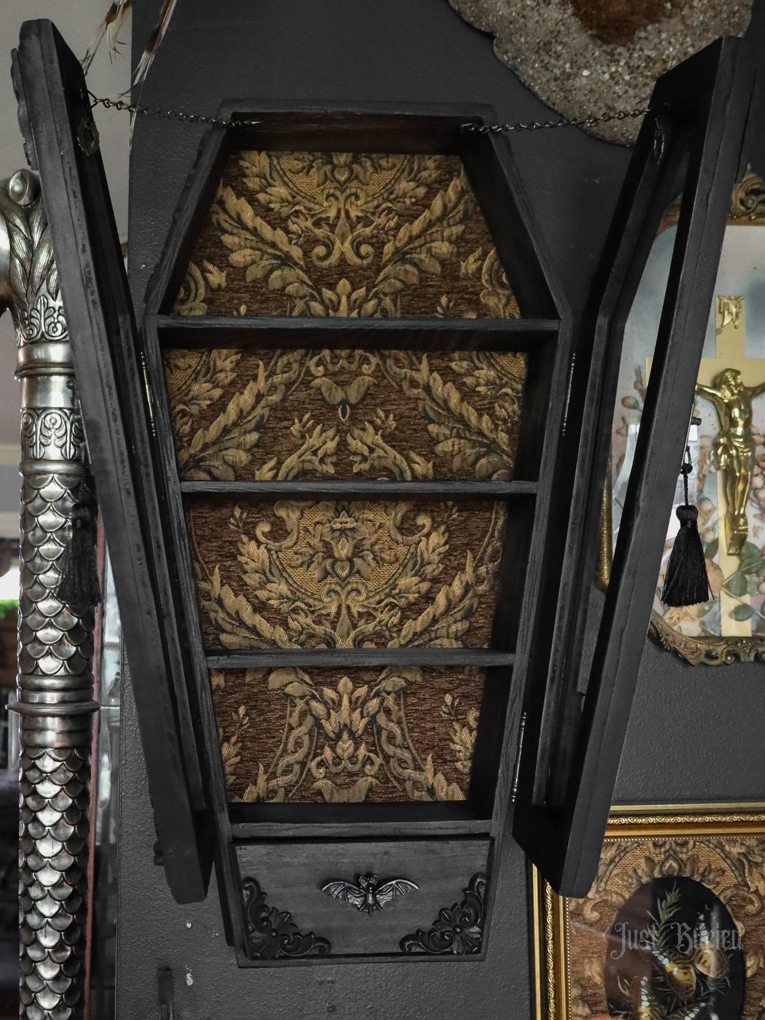 2 Ft Signature Bat Coffin Curio - PREORDER — Just Buried Co.