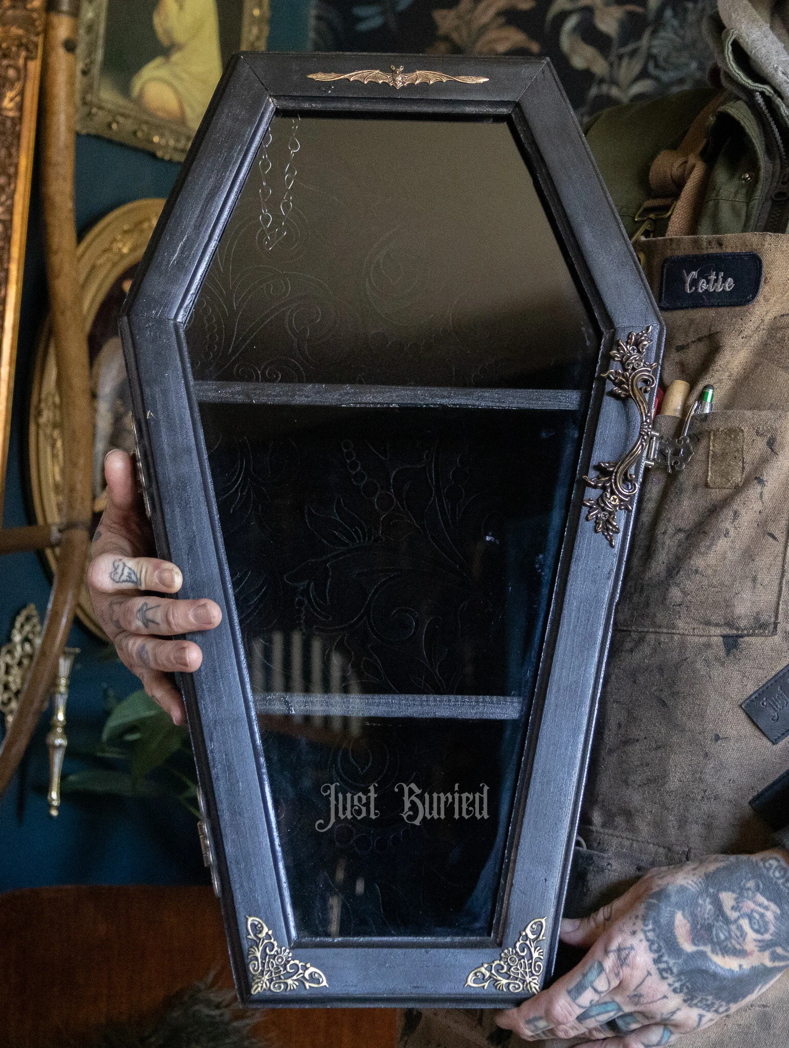 Double Door Coffin Curio Cabinet — Just Buried Co.