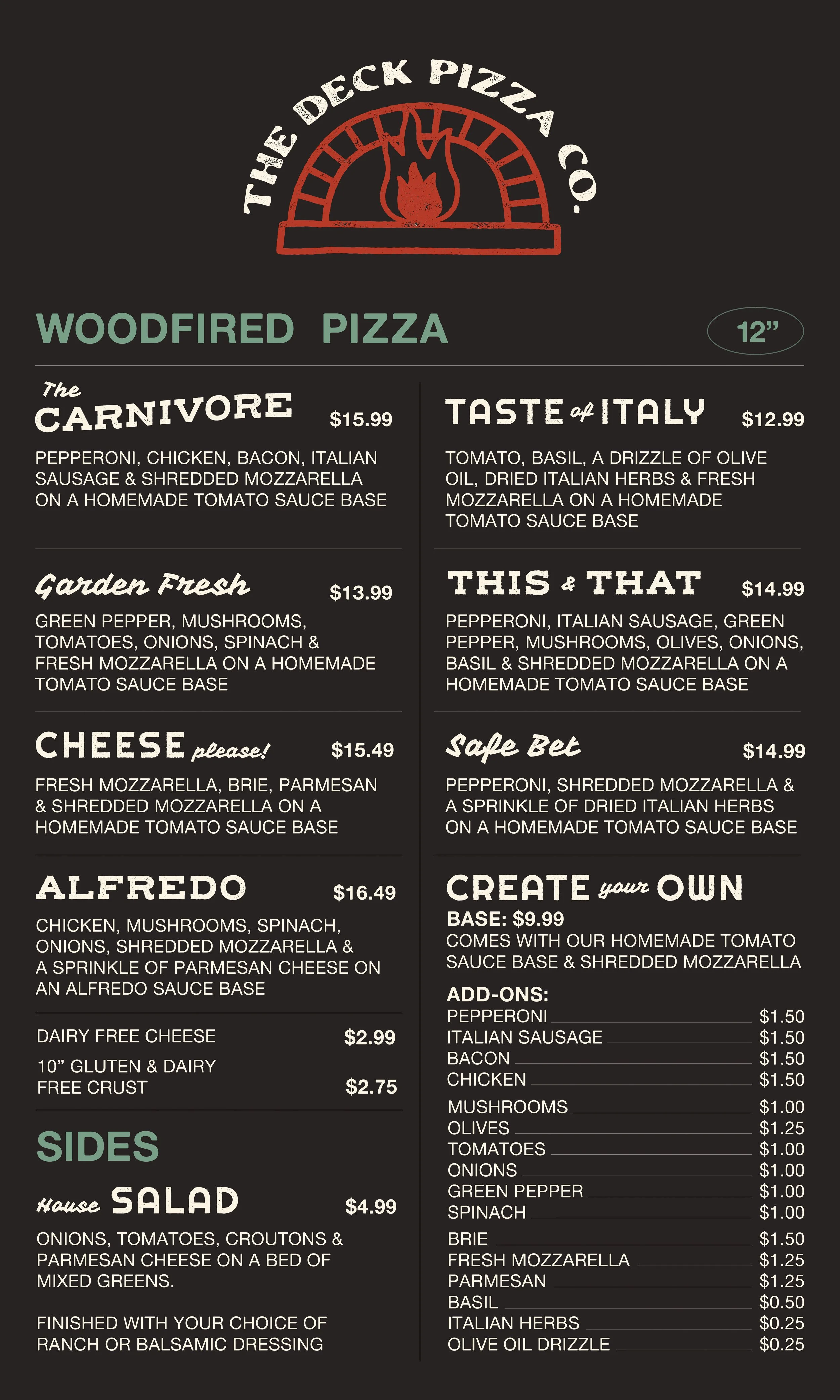 Menu — The Deck Pizza Company
