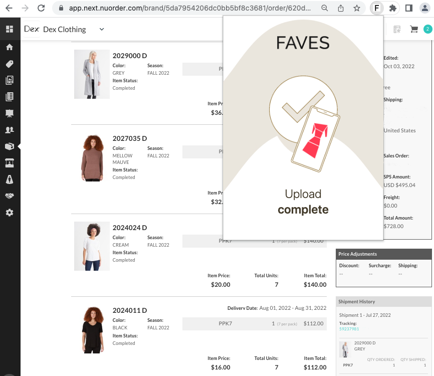 FAVES Pro Order Uploader — FAVES