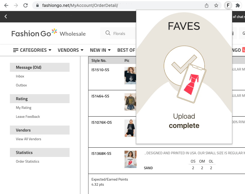 FAVES Pro Order Uploader — FAVES