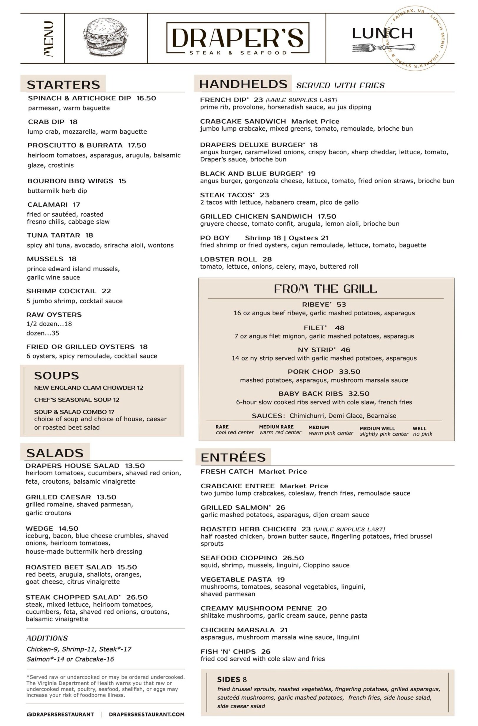 Lunch — Draper's Steak & Seafood Restaurant