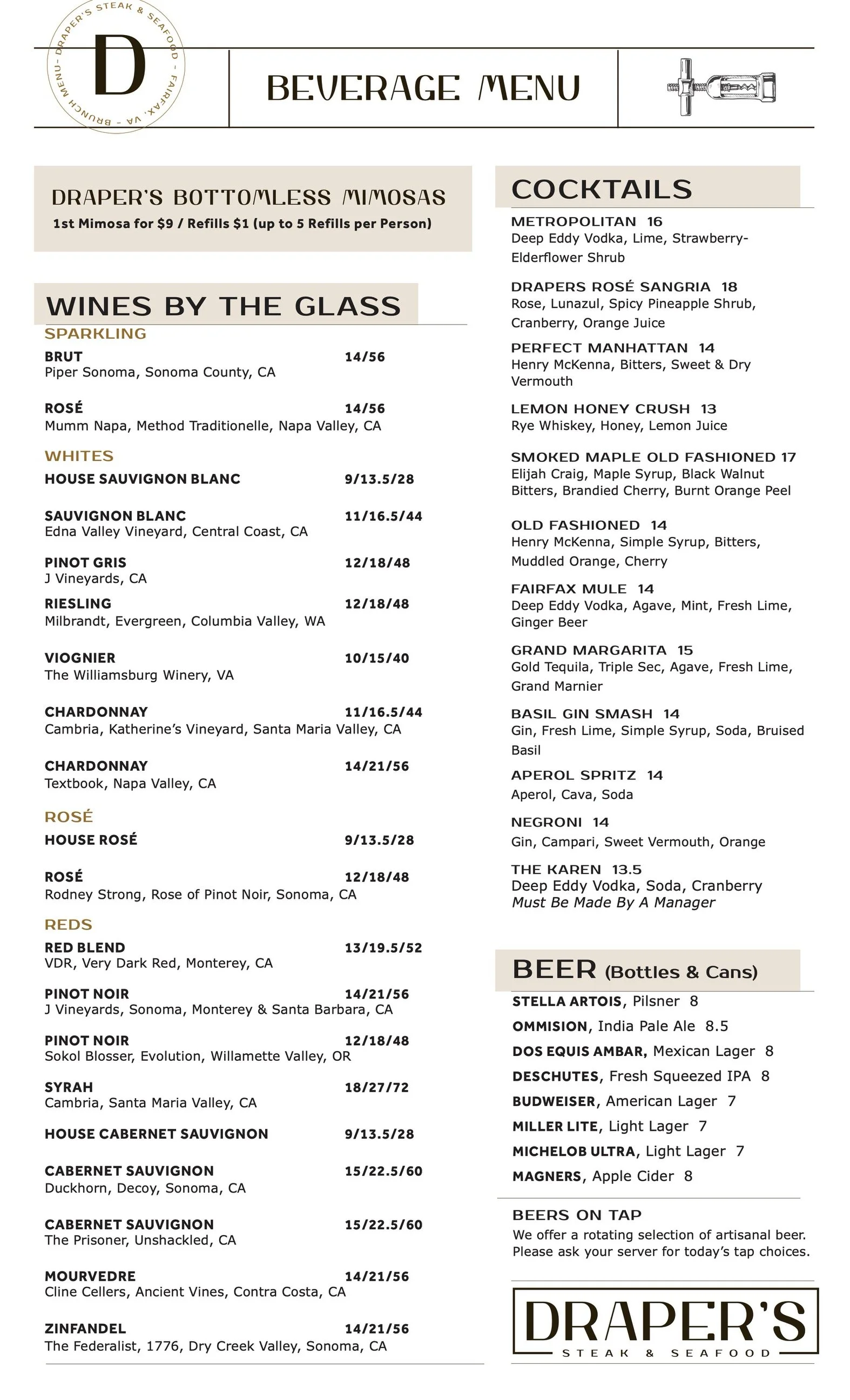 Brunch — Draper's Steak & Seafood Restaurant