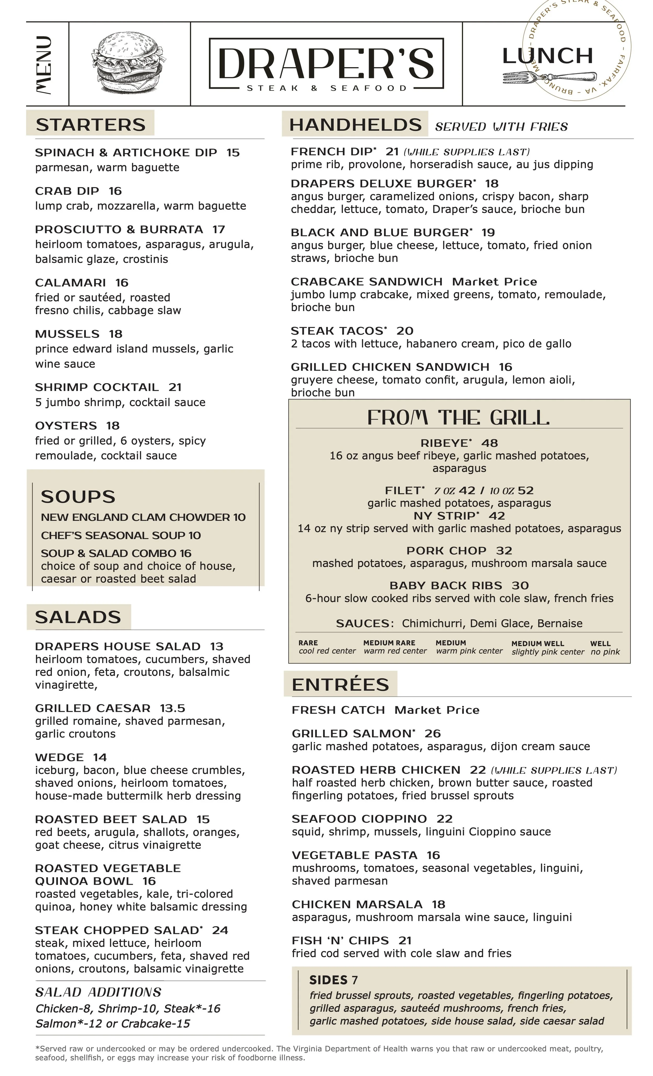 Lunch — Draper's Steak & Seafood Restaurant