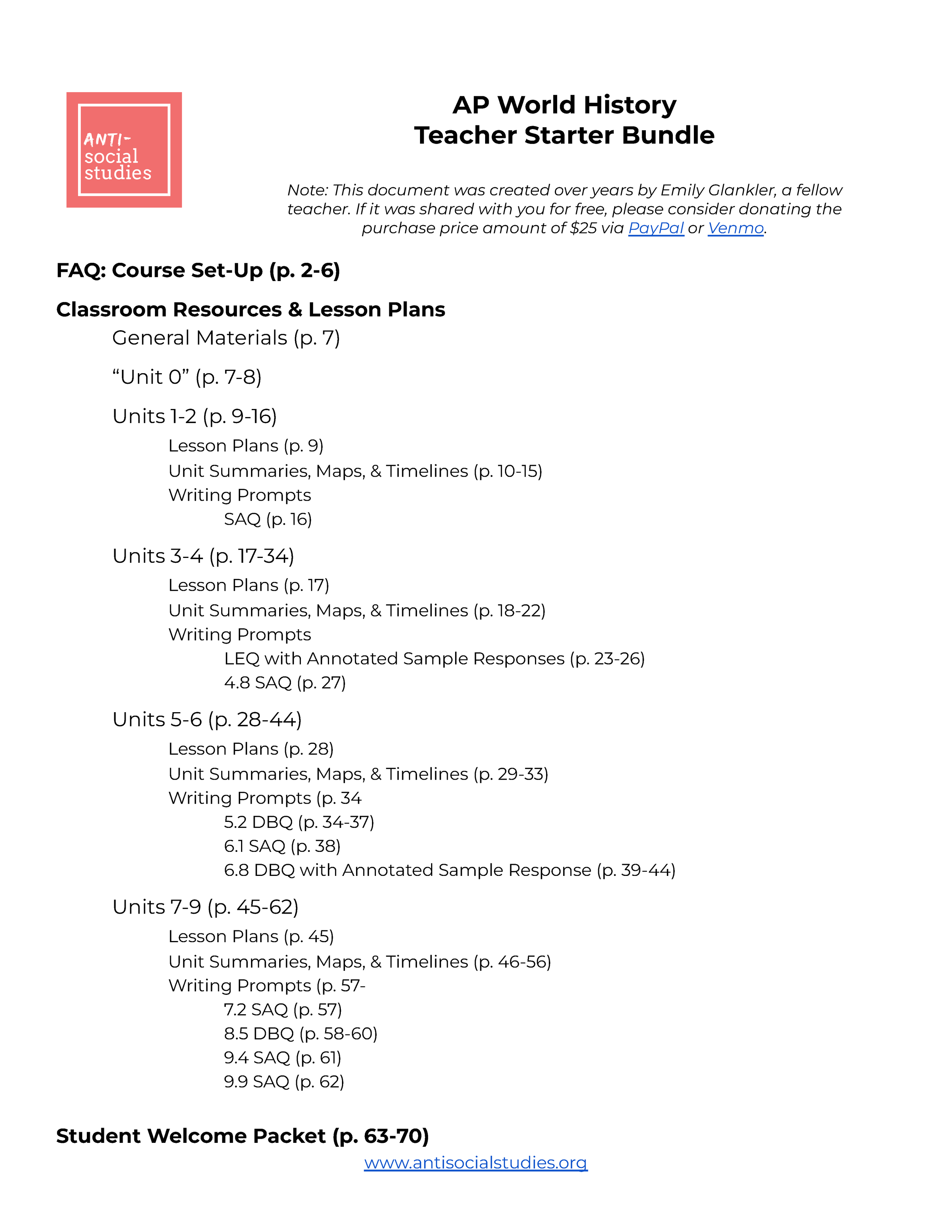 AP World History Exam Review Packet — Emily Glankler | Anti-Social Studies