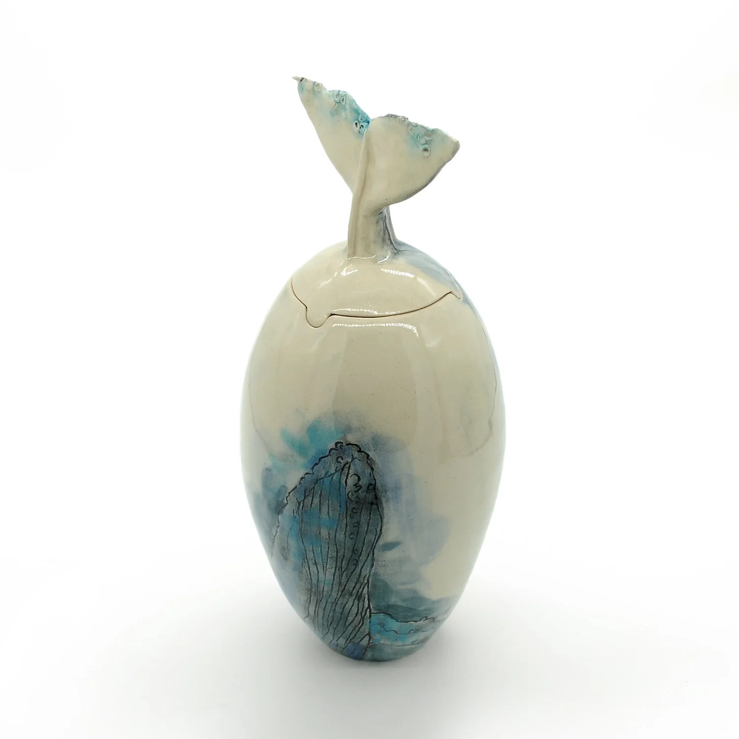 Humpback Whale Sculpture Lidded Jar W28 — Miae Kim Ceramics